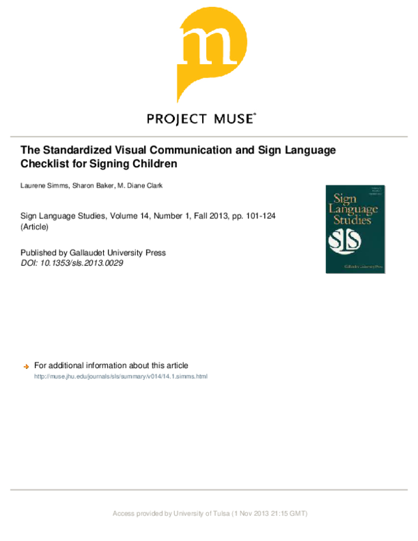 (PDF) The Standardized Visual Communication and Sign Language Checklist ...