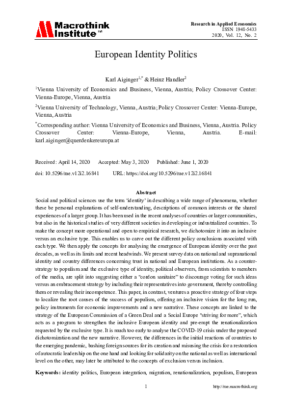 (PDF) European Identity Politics