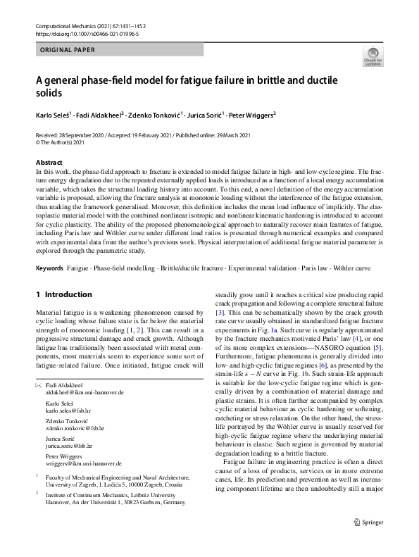 (PDF) Phase-Field Model for Fatigue Failure in Solids