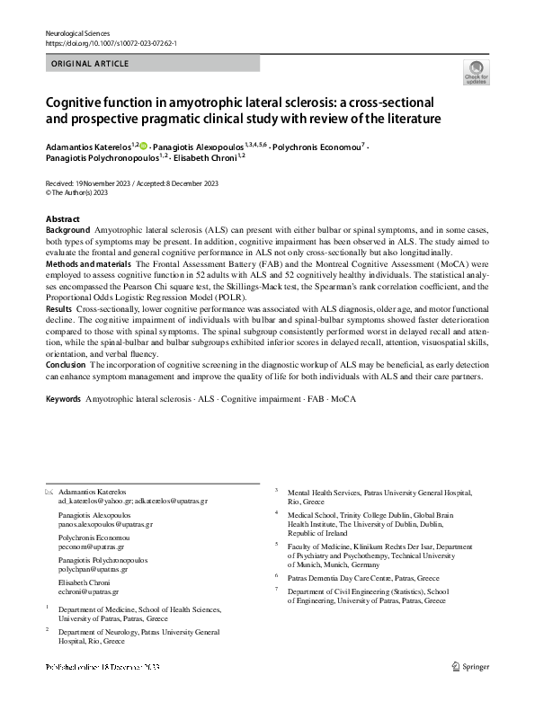 (PDF) Cognitive function in amyotrophic lateral sclerosis: a cross-sectional and prospective ...