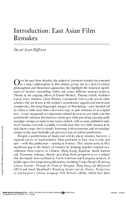 (PDF) Introduction: East Asian Film Remakes