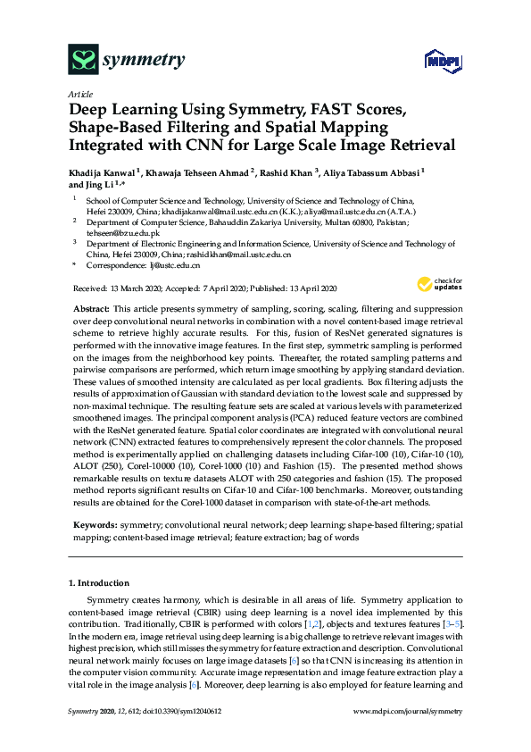 (PDF) Deep Learning Using Symmetry, FAST Scores, Shape-Based Filtering ...