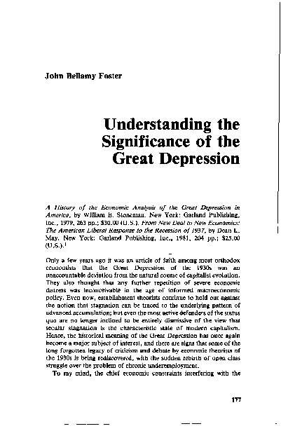 (PDF) Understanding the Significance of the Great Depression