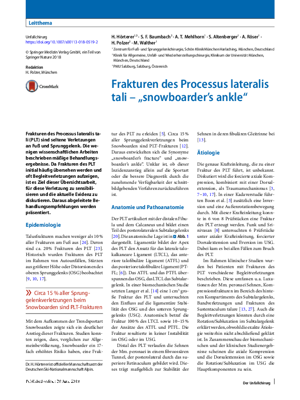 (PDF) Frakturen des Processus lateralis tali – „snowboarder’s ankle“