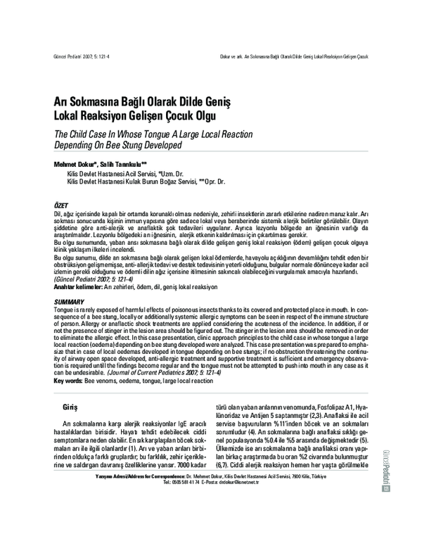 (PDF) The Child Case In Whose Tongue A Large Local Reaction Depending ...