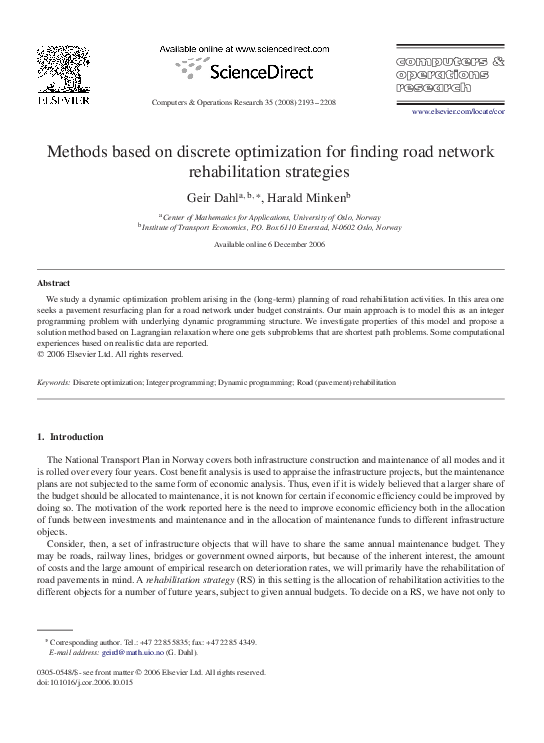 (PDF) Methods based on discrete optimization for finding road network ...