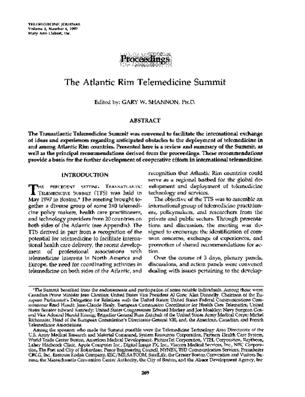 (PDF) The Atlantic Rim Telemedicine Summit