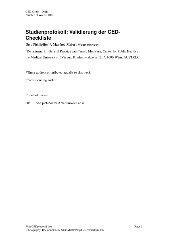 (PDF) Validierung der CED- Checkliste