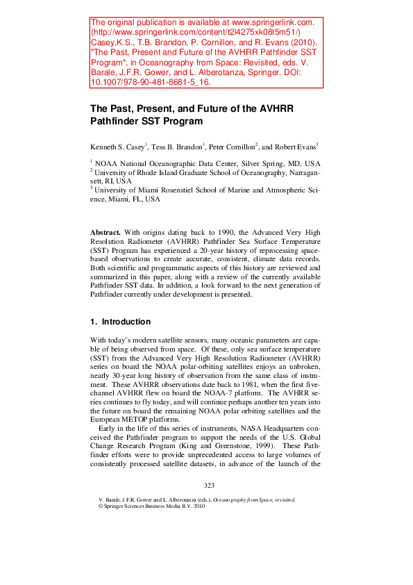 (PDF) The Past, Present, and Future of the AVHRR Pathfinder SST Program