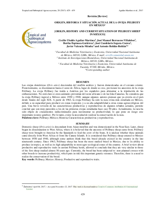 (PDF) Origin, History and Current Situation of Pelibuey Sheep in Mexico