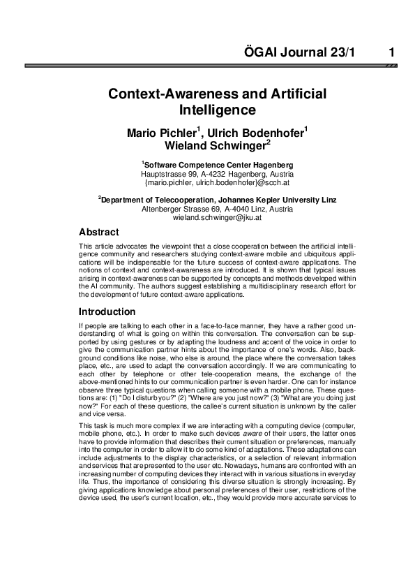 (PDF) Context-awareness and artificial intelligence