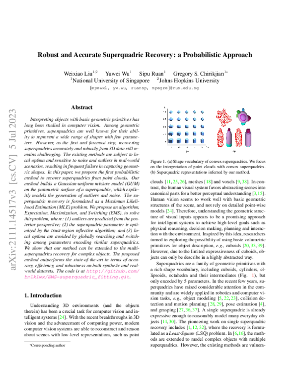 (PDF) Robust and Accurate Superquadric Recovery: a Probabilistic Approach