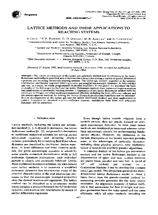 (PDF) Lattice methods and their applications to reacting systems