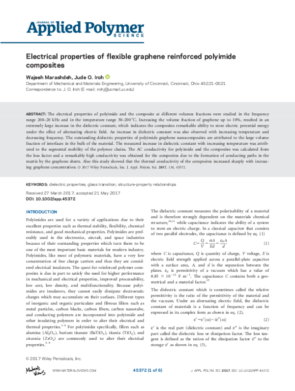 (PDF) Electrical properties of flexible graphene reinforced polyimide ...