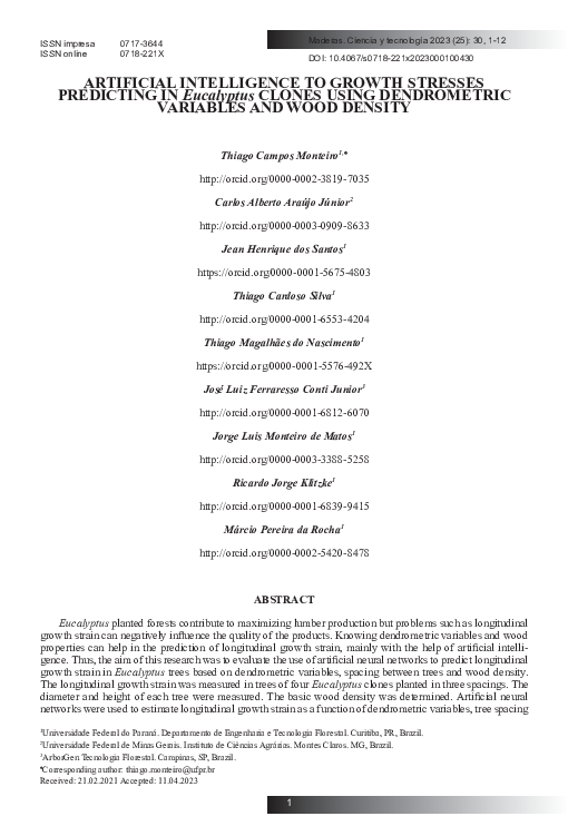 (PDF) Artificial intelligence to growth stresses predicting in Eucalyptus clones using ...
