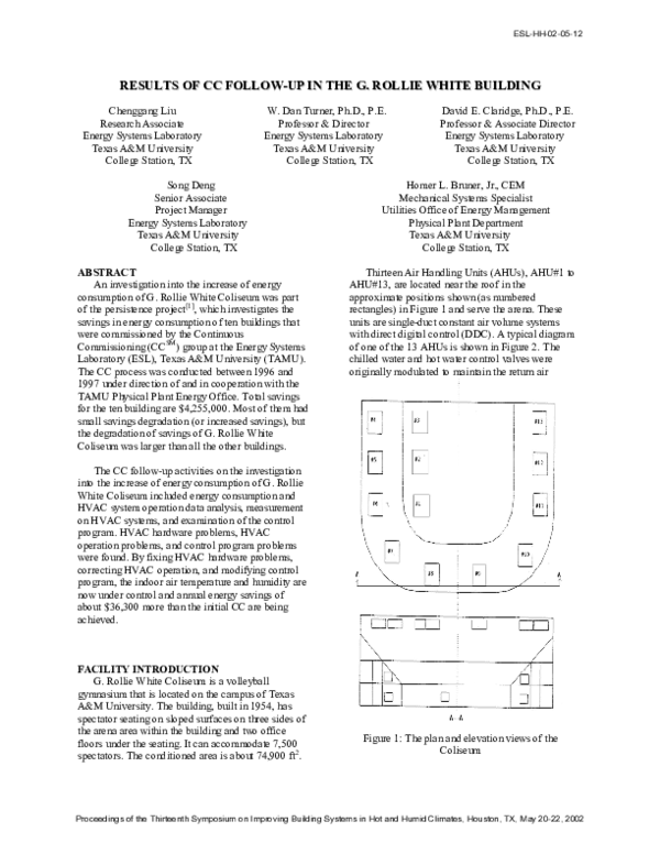 (PDF) Results of CC Follow-Up in the G. Rollie White Building