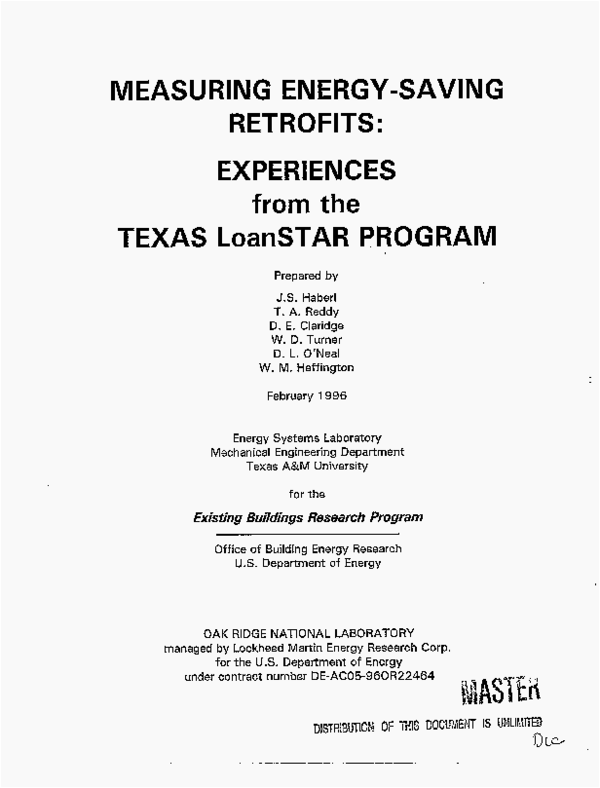 (PDF) Measuring energy-saving retrofits: Experiences from the Texas ...