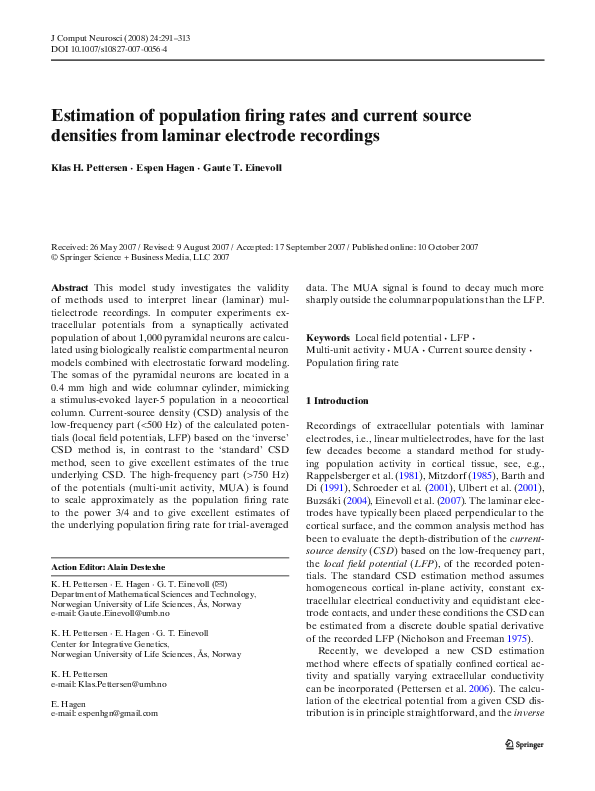 (PDF) Estimation of population firing rates and current source ...