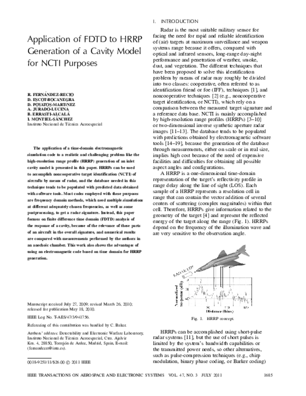 (PDF) Application of FDTD to HRRP Generation of a Cavity Model for NCTI Purposes