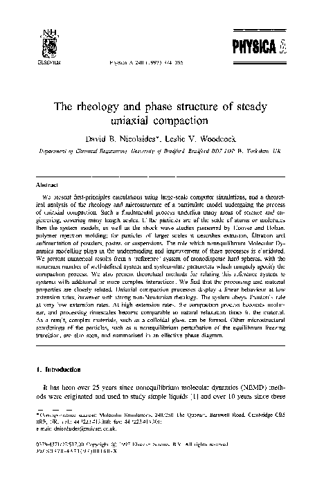 (PDF) The rheology and phase structure of steady uniaxial compaction