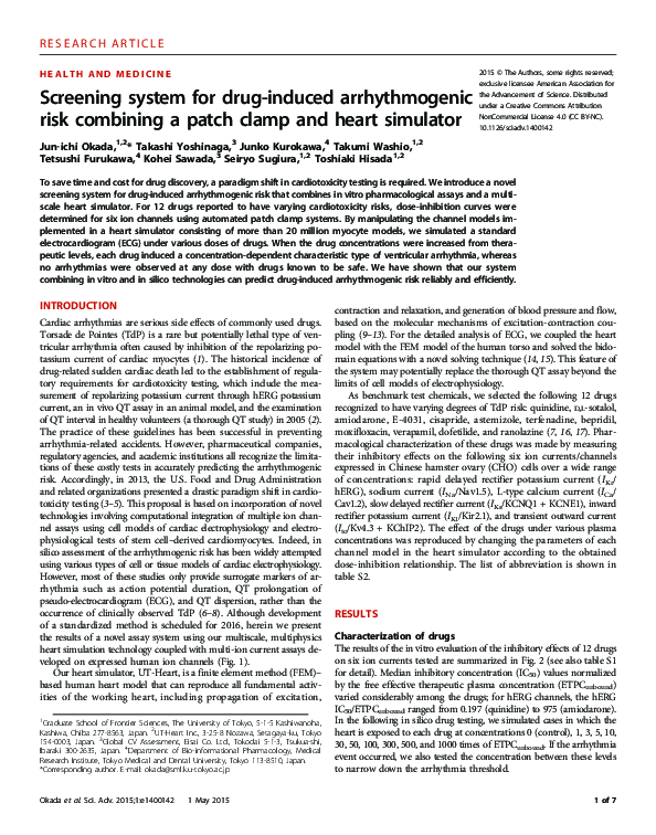 (PDF) Screening system for drug-induced arrhythmogenic risk combining a ...
