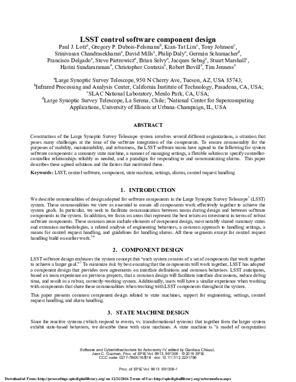 (PDF) LSST control software component design