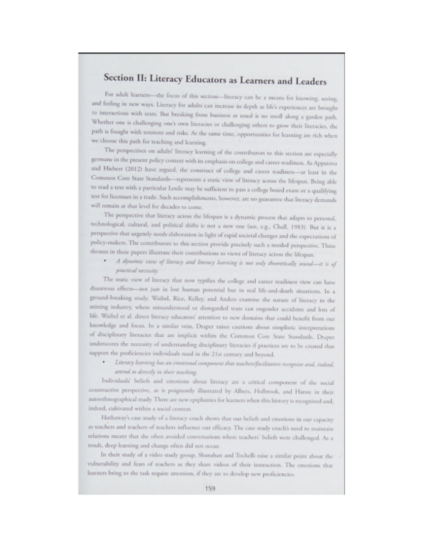 (PDF) Section II: Literacy Educators as Learners and Leaders