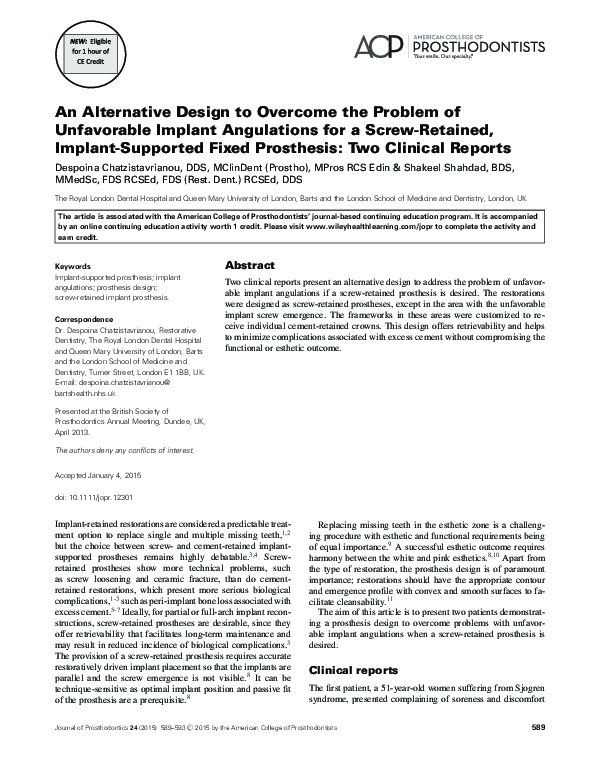 (PDF) An Alternative Design to Overcome the Problem of Unfavorable ...