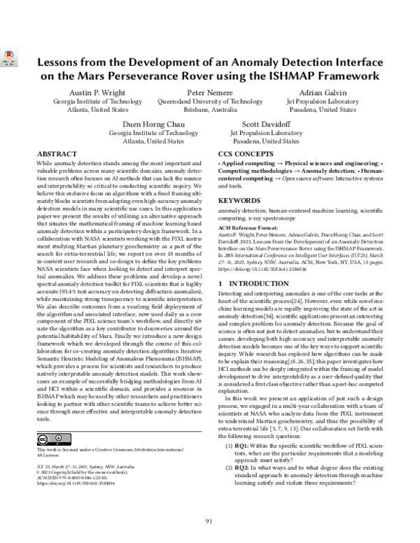(PDF) Lessons from the Development of an Anomaly Detection Interface on the Mars Perseverance ...