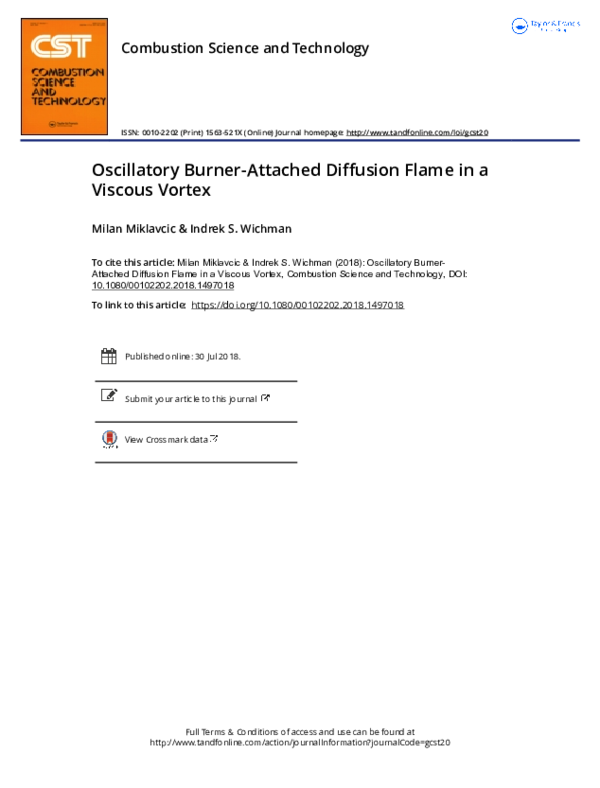 (PDF) Oscillatory Burner-Attached Diffusion Flame in a Viscous Vortex