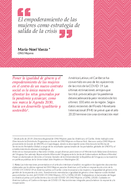(PDF) El empoderamiento de las mujeres como estrategia de salida de la crisis | Maria Noel Vaeza ...