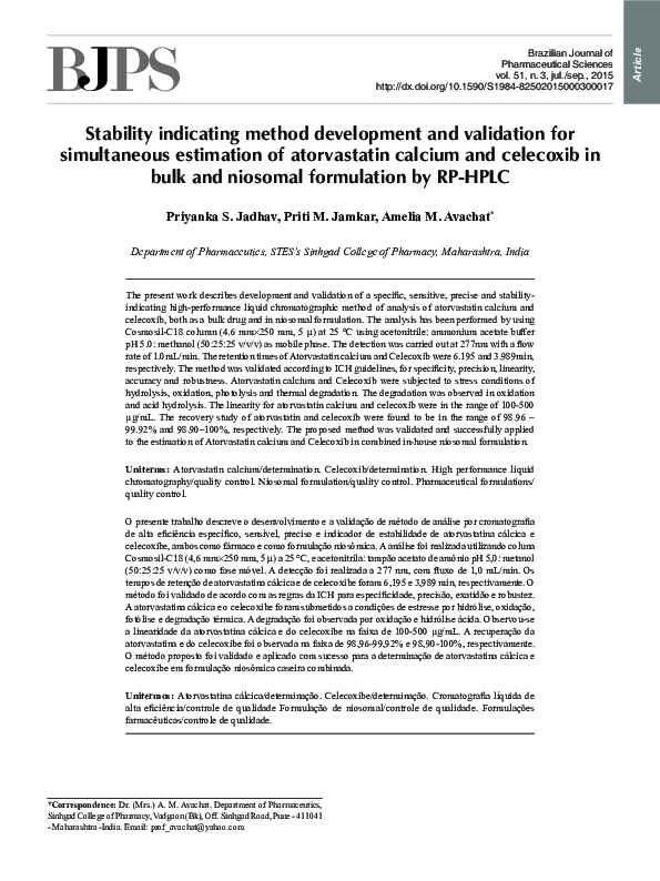 (PDF) Stability indicating method development and validation for simultaneous estimation of ...