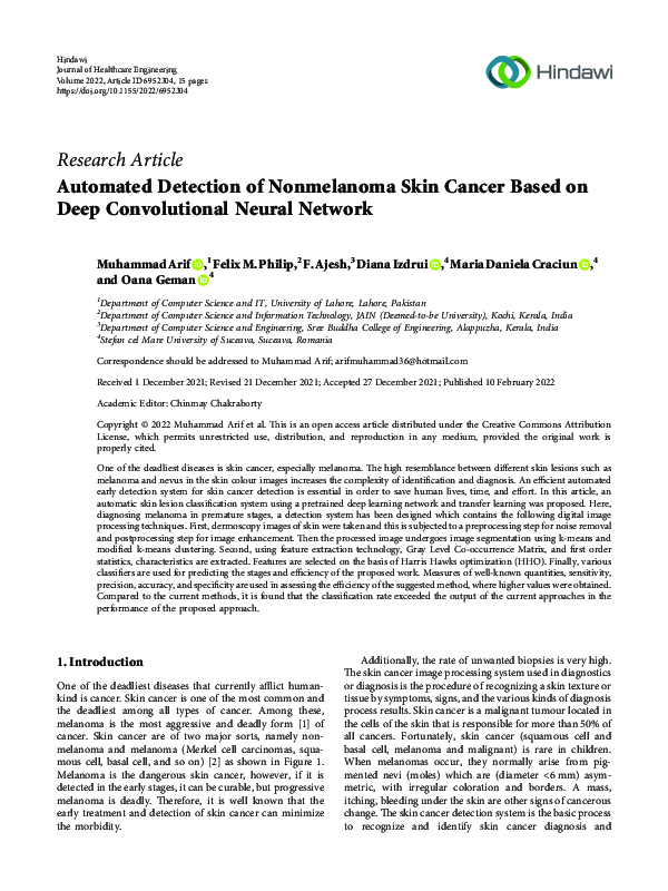 (PDF) Automated Detection of Nonmelanoma Skin Cancer Based on Deep ...