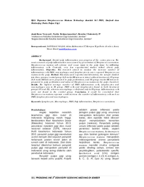 (PDF) Efek Paparan Streptococcus Mutans Terhadap Jumlah Sel PMN ...