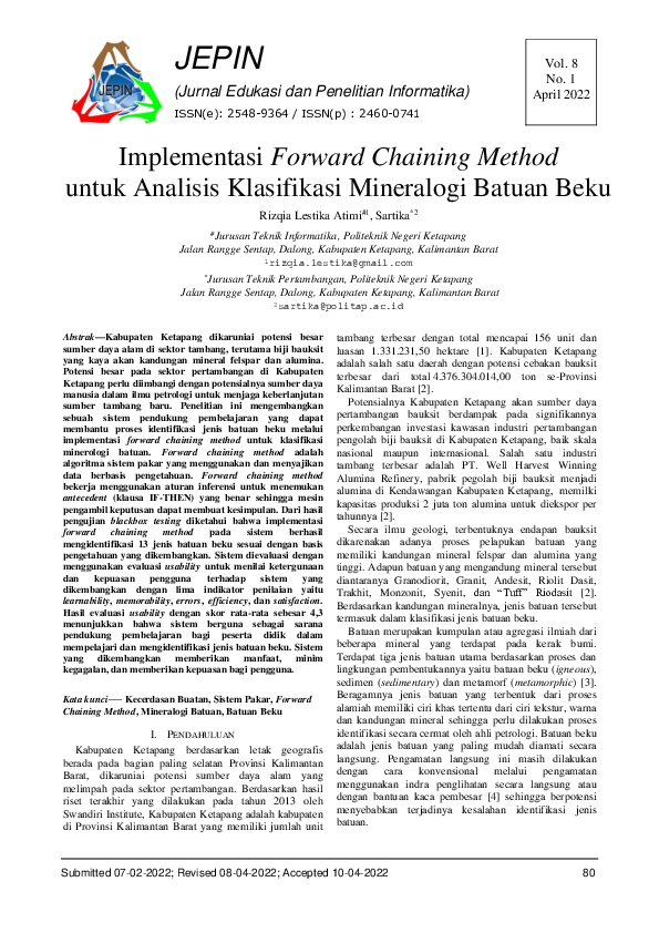 (PDF) Implementasi Forward Chaining Method untuk Analisis Klasifikasi ...