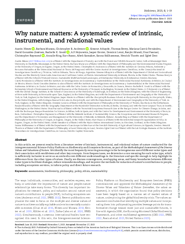 (PDF) Why nature matters: A systematic review of intrinsic ...