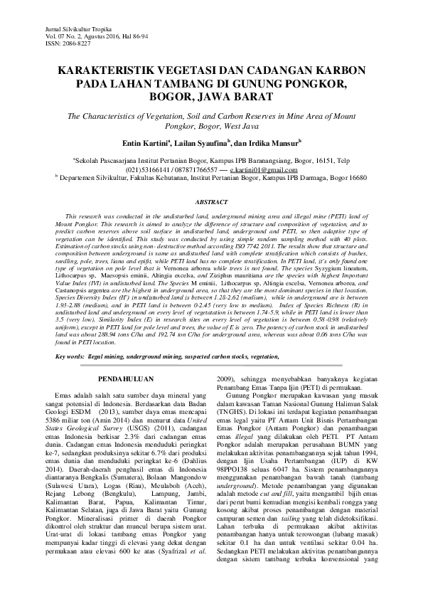 (PDF) The Characteristics of Vegetation, Soil and Carbon Reserves in ...