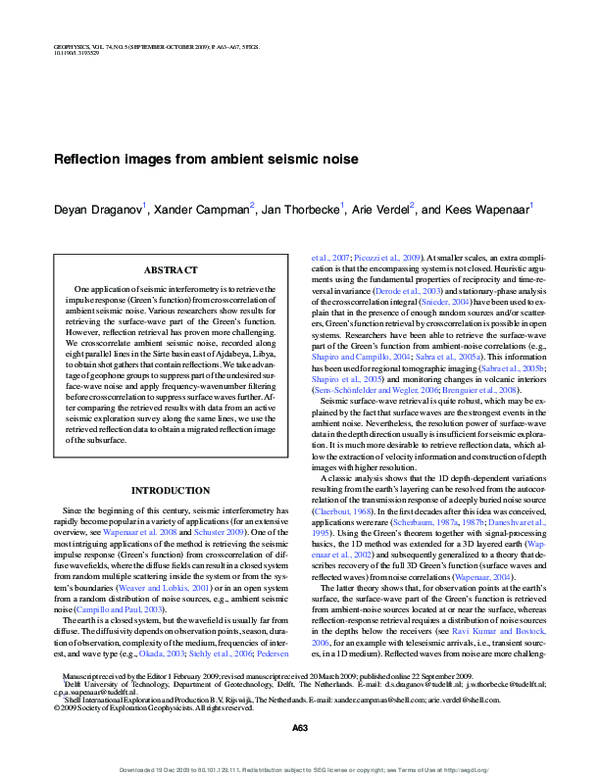 (PDF) Reflection images from ambient seismic noise