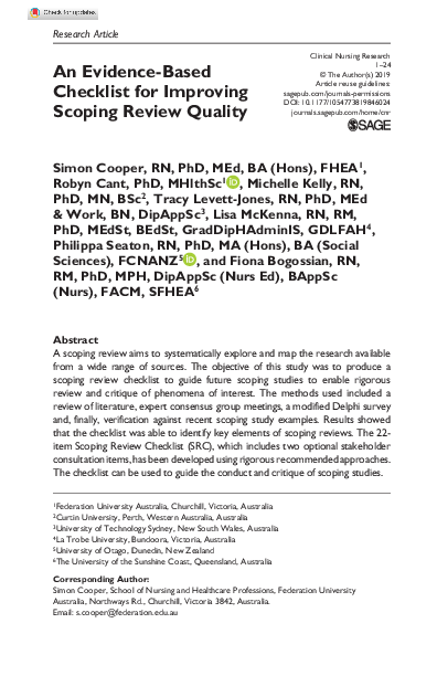 (PDF) An Evidence-Based Checklist for Improving Scoping Review Quality