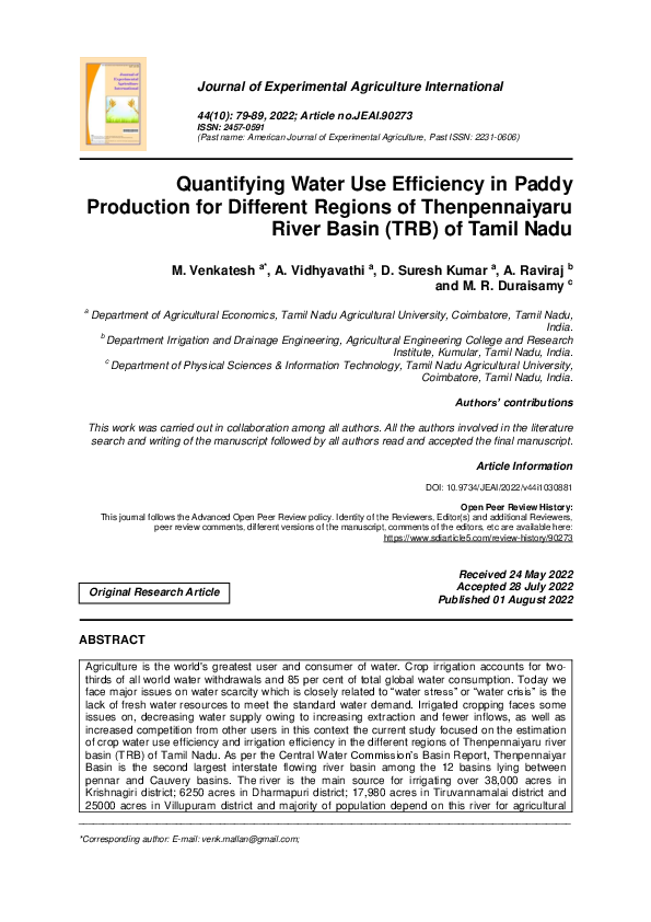(PDF) Quantifying Water Use Efficiency in Paddy Production for Different Regions of ...