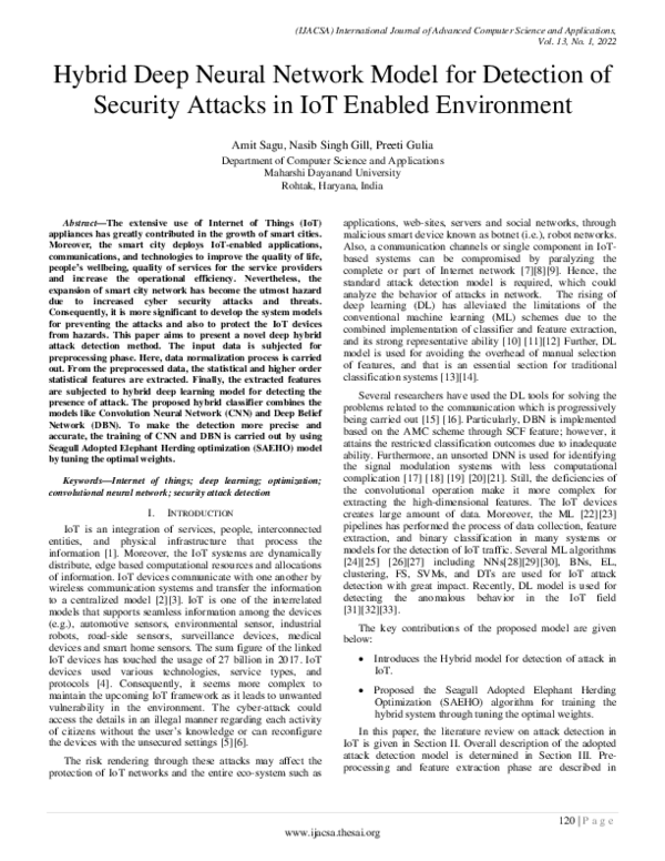 (PDF) Hybrid Deep Neural Network Model for Detection of Security Attacks in IoT Enabled Environment