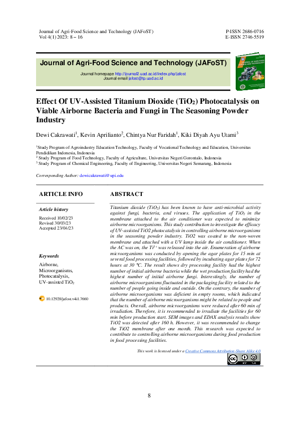 (PDF) Effect Of UV-Assisted Titanium Dioxide (TiO2) Photocatalysis on ...
