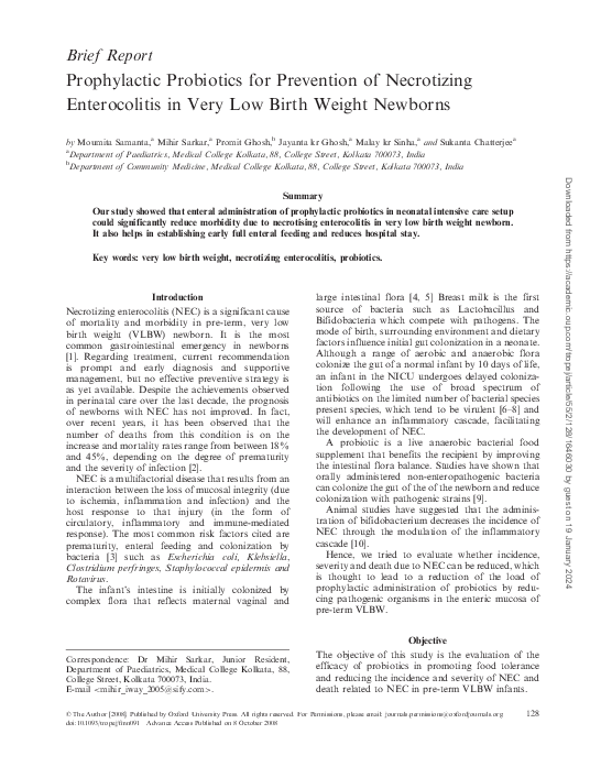 (PDF) Prophylactic Probiotics for Prevention of Necrotizing ...