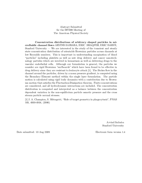 (PDF) Concentration distributions of arbitrary shaped particles in ...