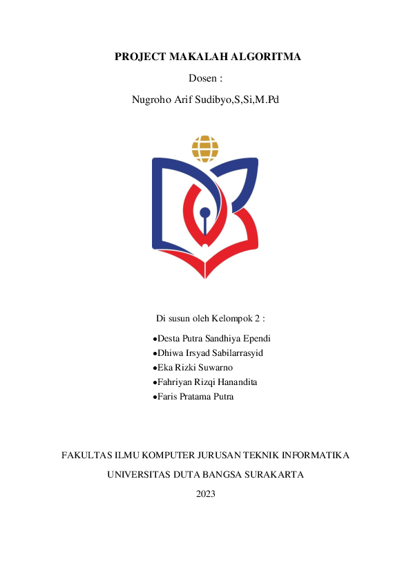 (PDF) PROJECT MAKALAH ALGORITMA