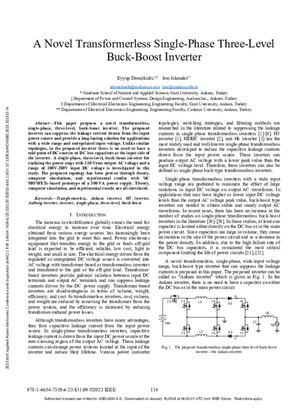 (PDF) A Novel Transformerless Single-Phase Three-Level Buck-Boost Inverter