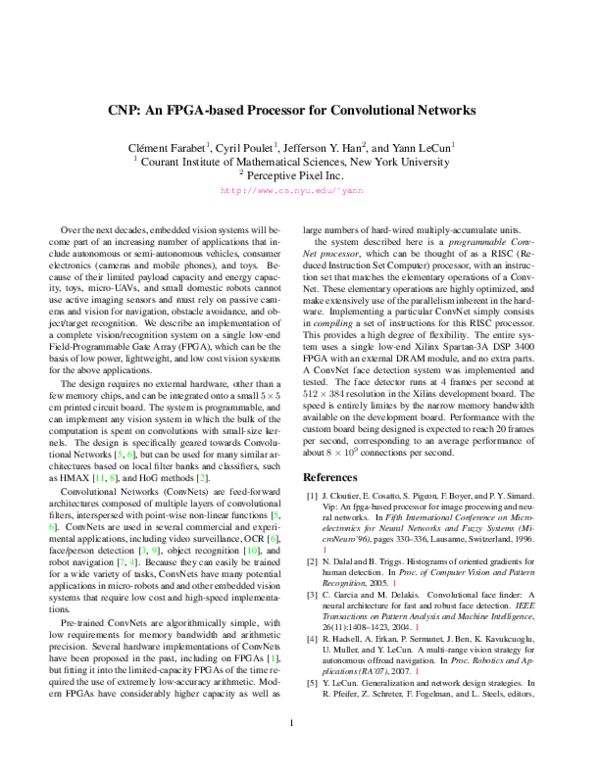 (PDF) CNP: An FPGA-based processor for Convolutional Networks