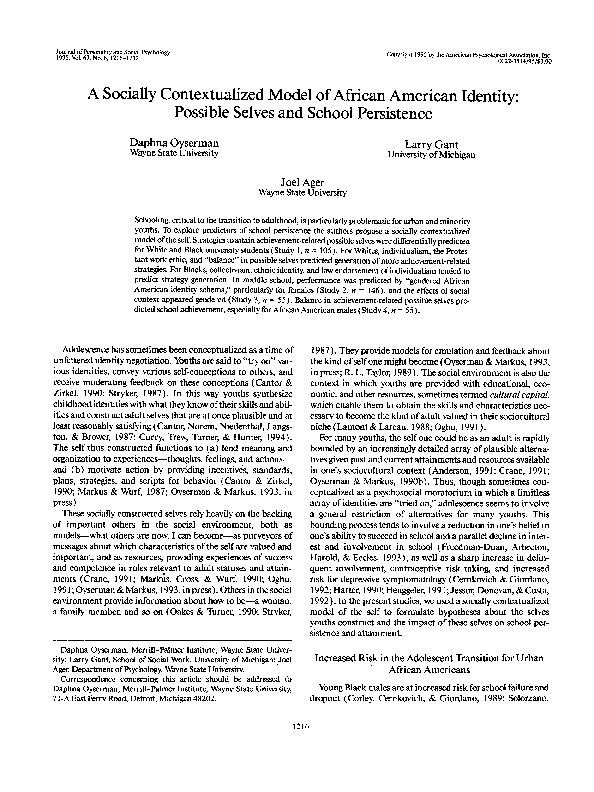 (PDF) A socially contextualized model of African American identity ...