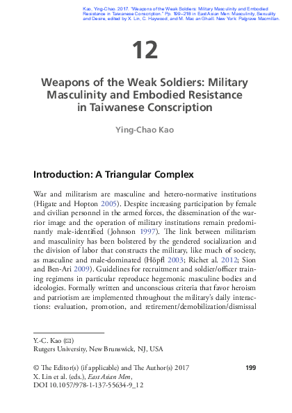 (PDF) Weapons of the Weak Soldiers: Military Masculinity and Embodied ...
