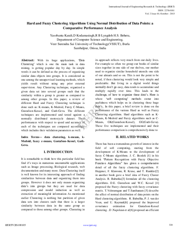 Pdf Hard And Fuzzy Clustering Algorithms Using Normal Distribution Of Data Points A